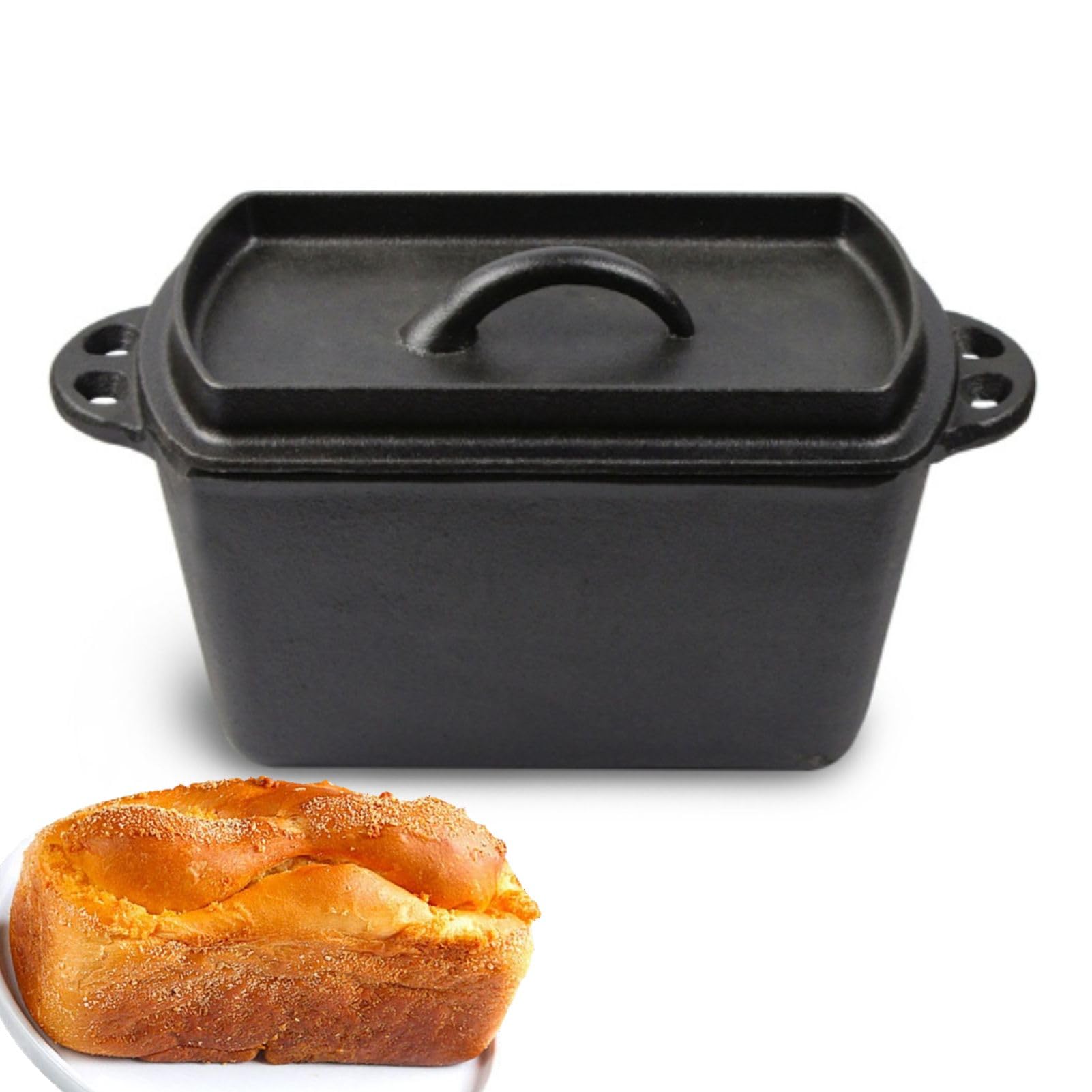Amazon.com: bangminda Cast Iron Bread Loaf Pan with Lid,Cast Iron Bread ...