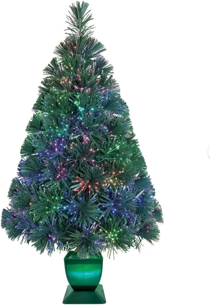 Amazon.com: 3ft Green Fiber Optic Christmas Tree,Prelit Artificial ...