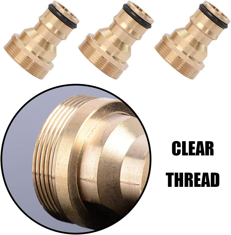 3 Pcs Brass Garden Hose Tap Connector No-Leak Connector 3/4 Inch 23mm ...