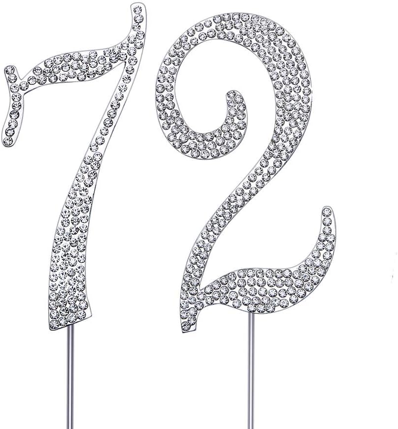 Amazon.com: MAGJUCHE Silver 72" Crystal Cake Topper, Number 72 ...
