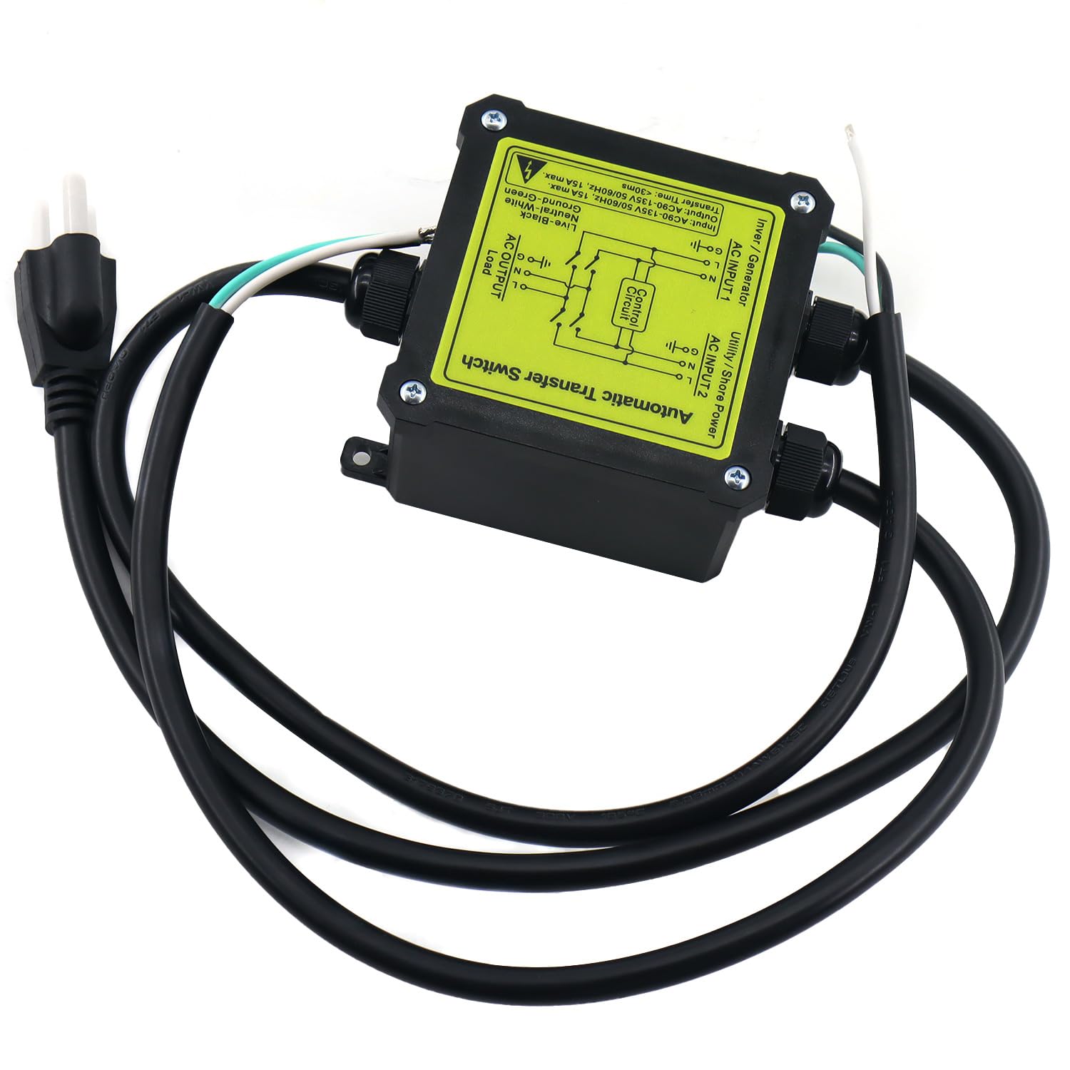 AC120V 15Amp Automatic Transfer Switch Generator Transfer Switch Auto ...