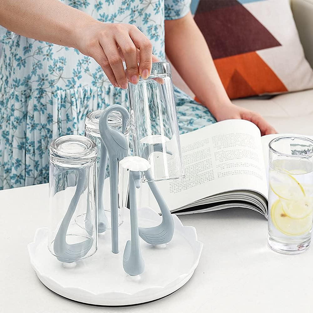 LELE LIFE Elegant Swan-Shaped Rotating Cup Drying Rack with Drain Tray ...