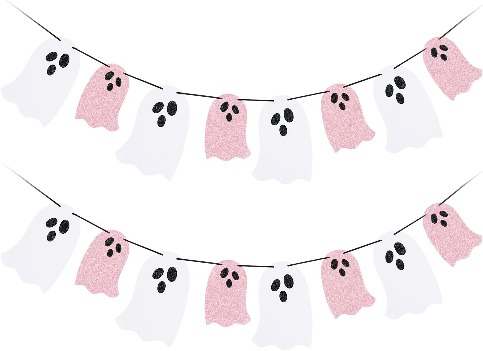 Amazon.com: Halloween Hanging Ghost Banner White Pink Glitter Halloween ...
