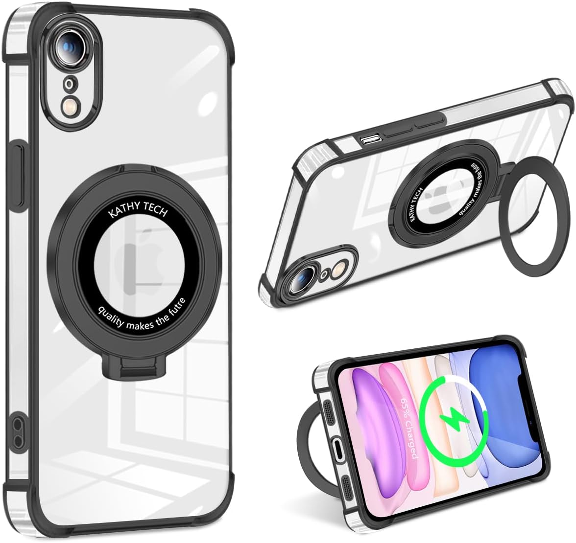 Amazon.co.jp: iPhone XR Case, Clear, MagSafe Compatible with Round ...