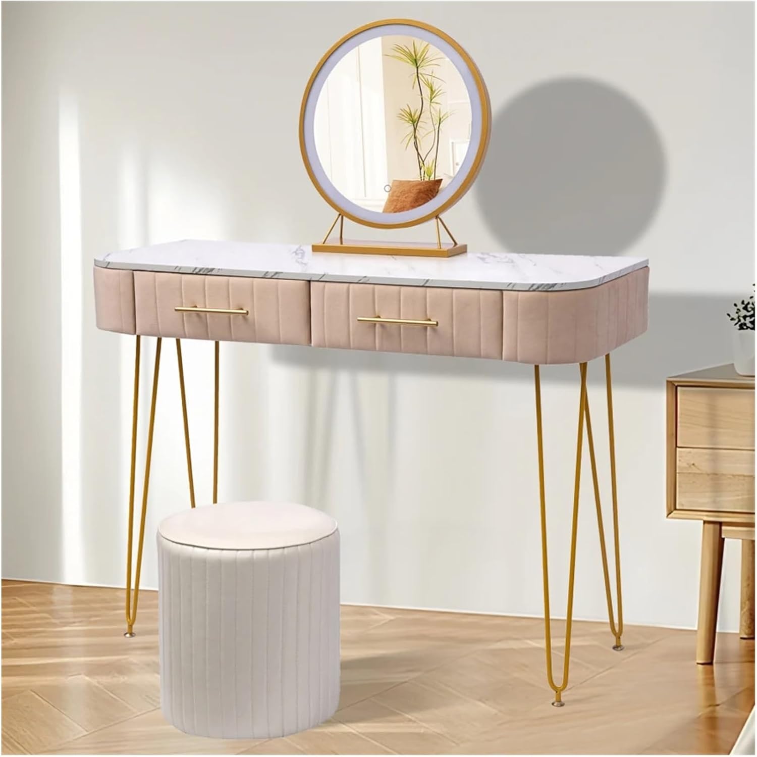 Amazon.com: Makeup Vanity Sets,Fasionable Soft Roll Makeup Table with ...