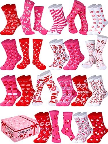 Jeyiour 20 pares de calcetines de corazón navideños para el día de San ...