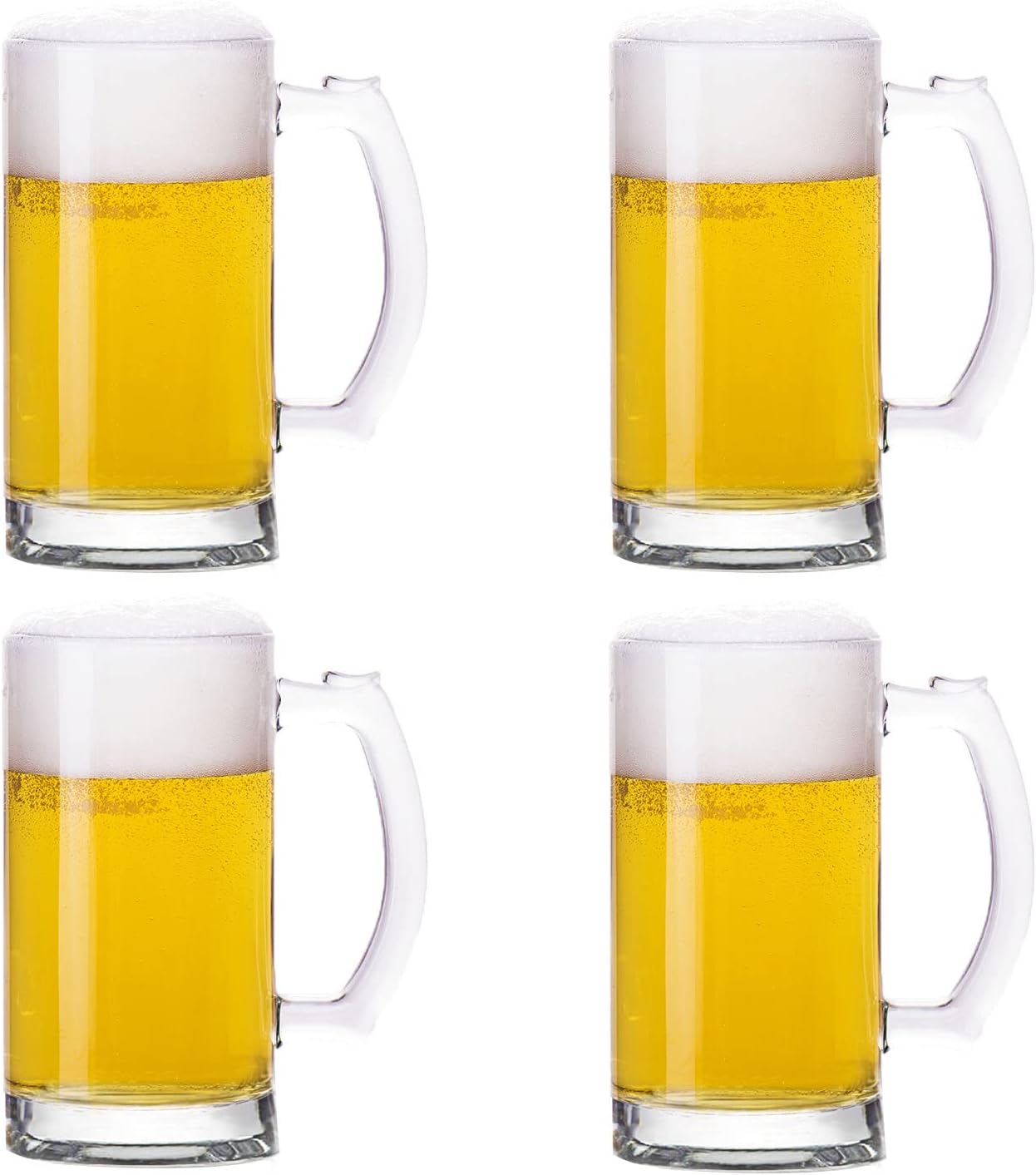 Amazon.com | TUSAPAM Heavy Beer Mugs Set, 16oz Glass Mugs With Handle ...