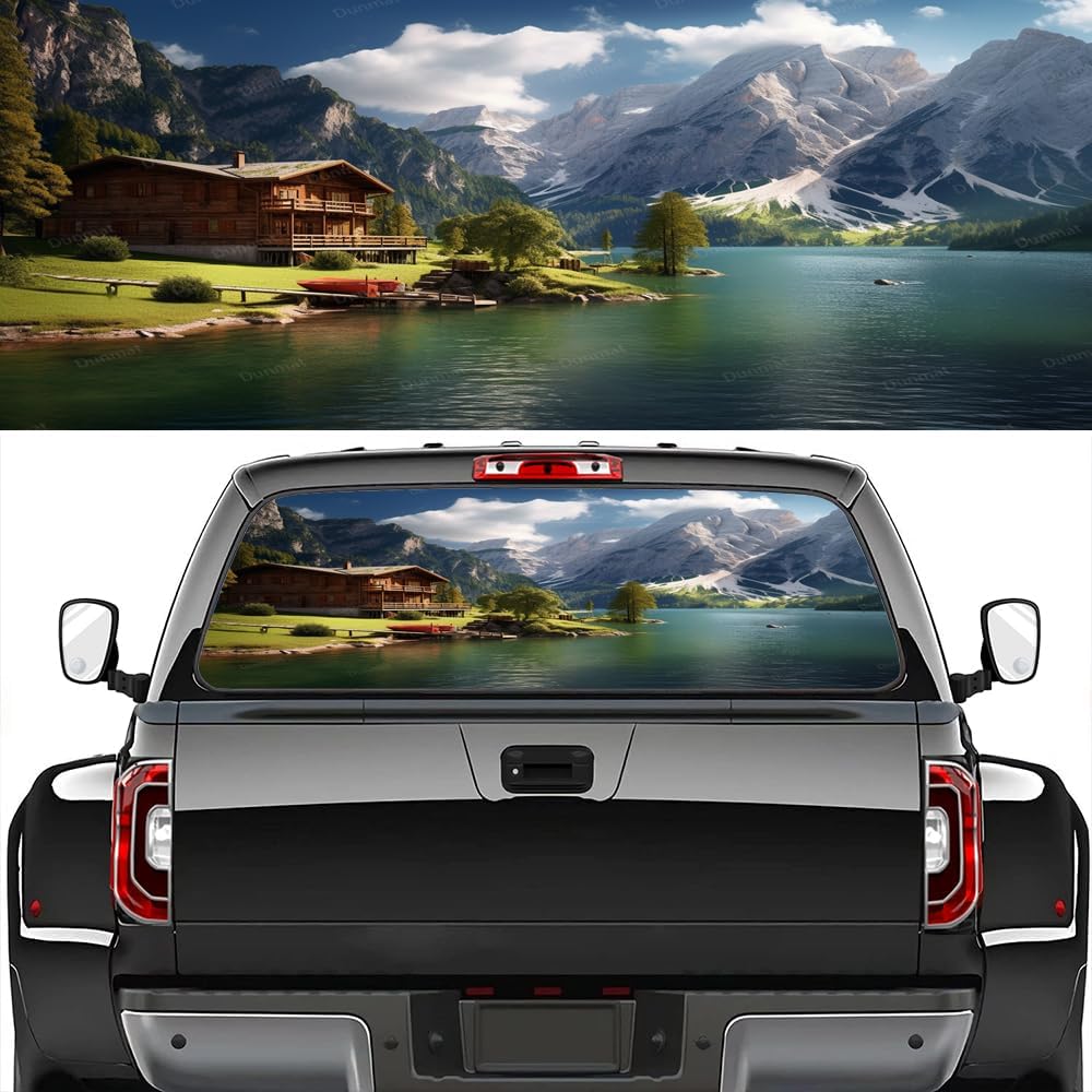 Amazon.com - SOPIYRIO Nature Lake Scenery Truck Back Window Graphics ...