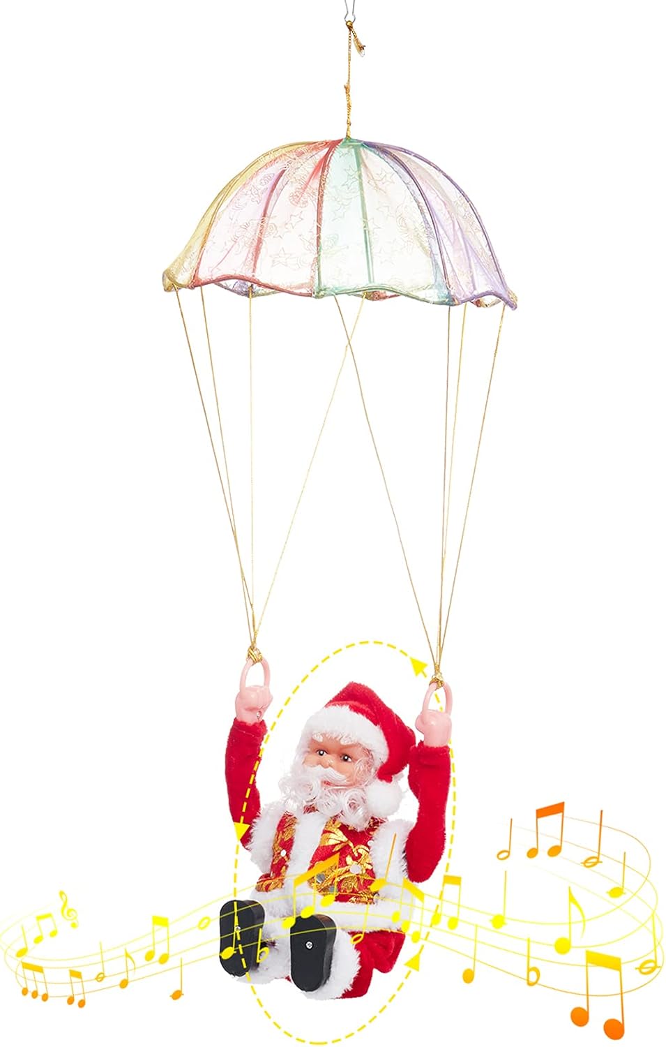 Achort Christmas Santa Claus Ornament Electric Parachute Hanging ...