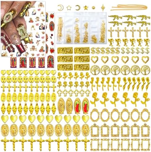 Amazon.com: Gehaiwo 186PCS Gold Nail Charms for Acrylic Nails,Alloy ...