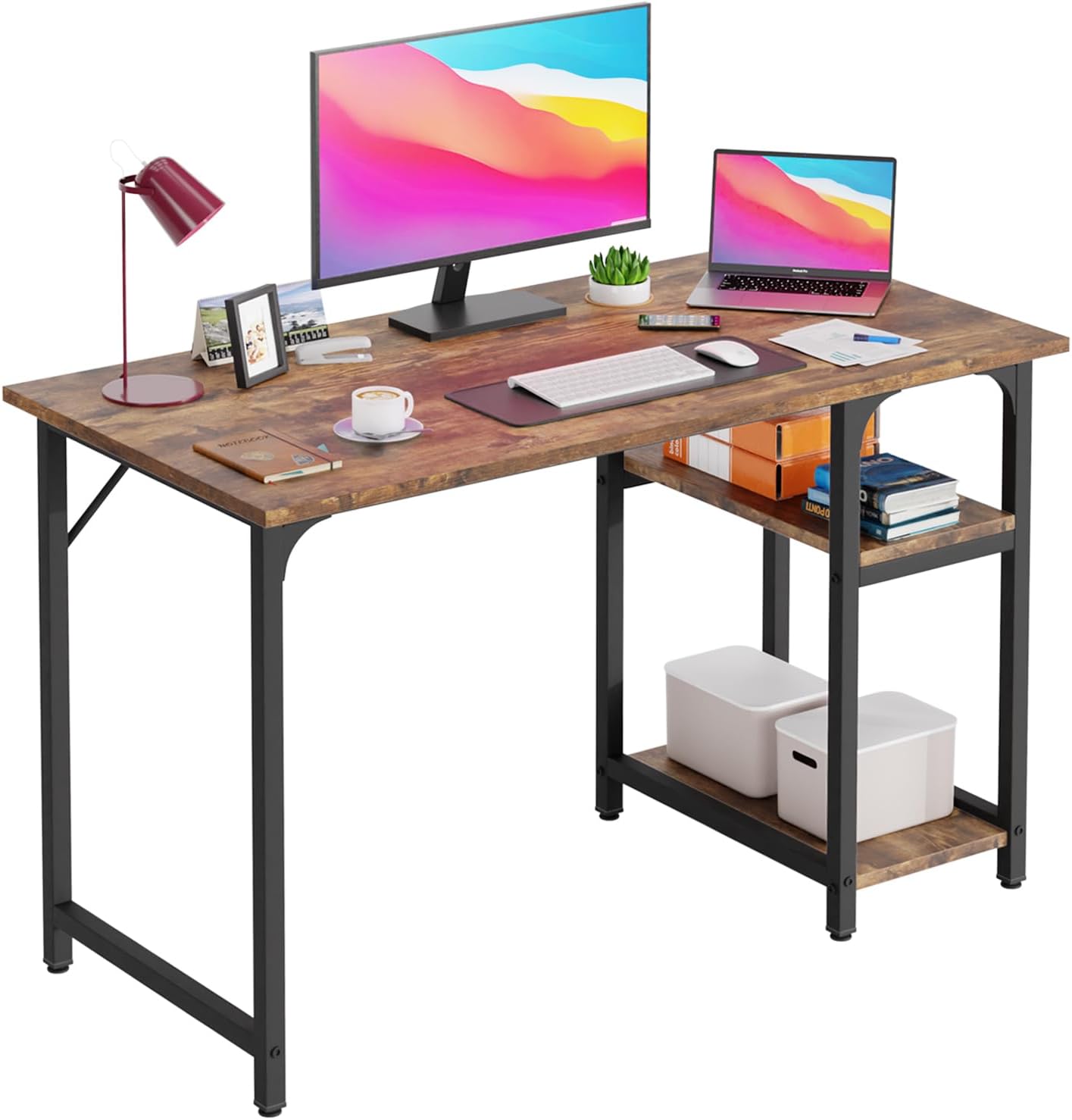 PayLessHere Computer Desk, 47 Inch Home Office Desk Gaming Desk with ...