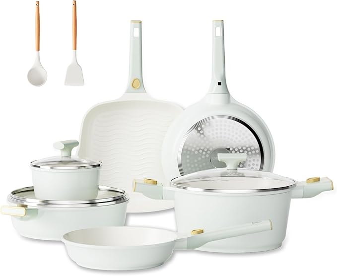 Amazon.com: JEETEE Pots and Pans Set Non Stick 22pcs, Ceramic Cookware ...