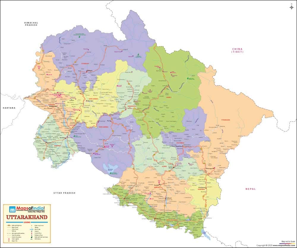 Uttarakhand District Map Uttarakhand State – Divisions And Districts