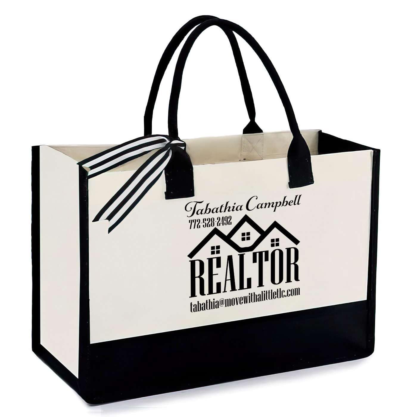 Amazon.com: Realtor Tote Bag, Personalized Business Tote Bag, Custom ...