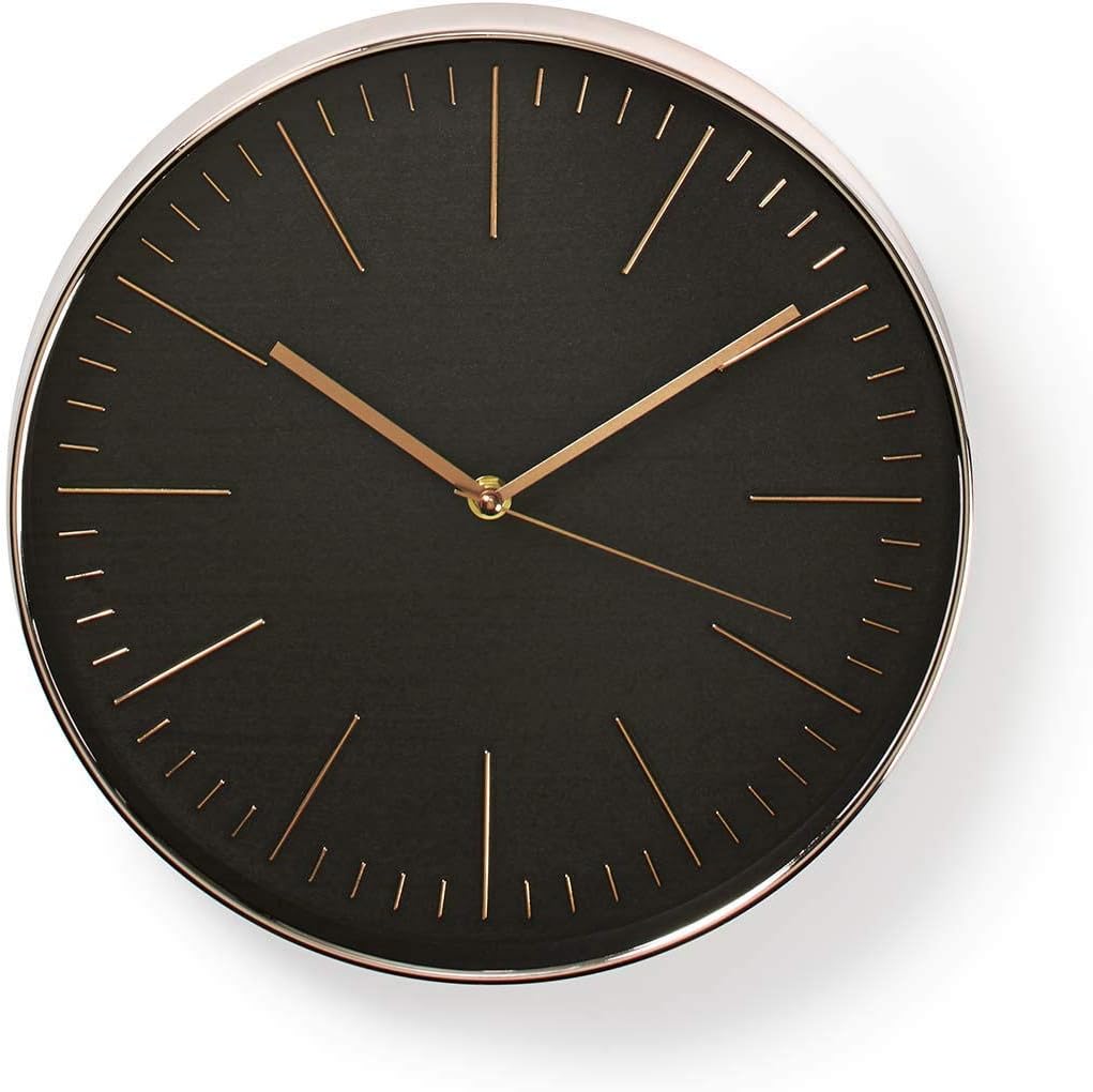 Invero Elegant and Modern Circular Wall Clock Finished In Black and ...