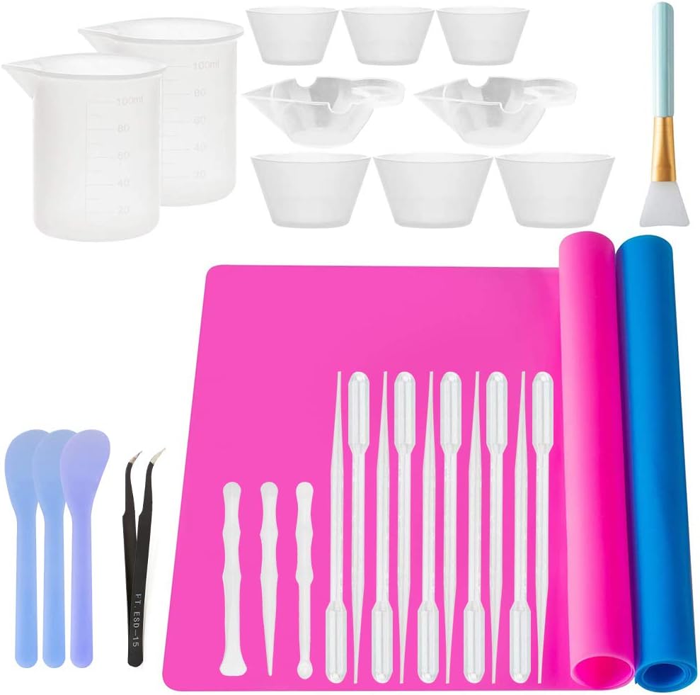 Amazon.com: 30 Pcs Resin Tool Set,Silicone Mixing Resin, Silicone Mat ...