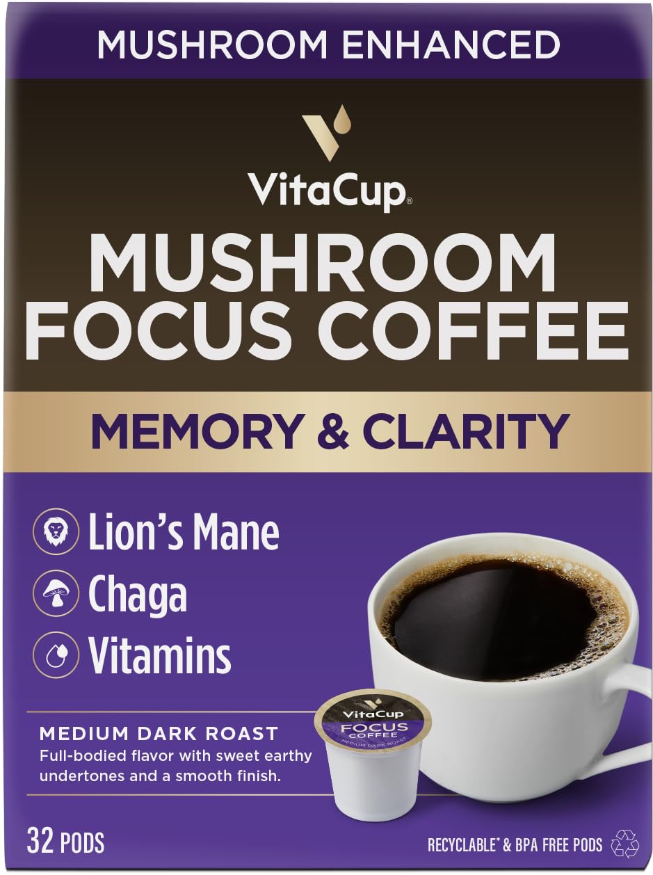 Amazon.com: VitaCup Focus Mushroom Coffee Pods, Boost Focus & Immunity ...