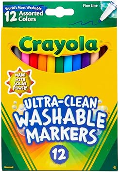 Amazon.com: Crayola Ultra Clean Fine Line Markers (12ct), Washable ...