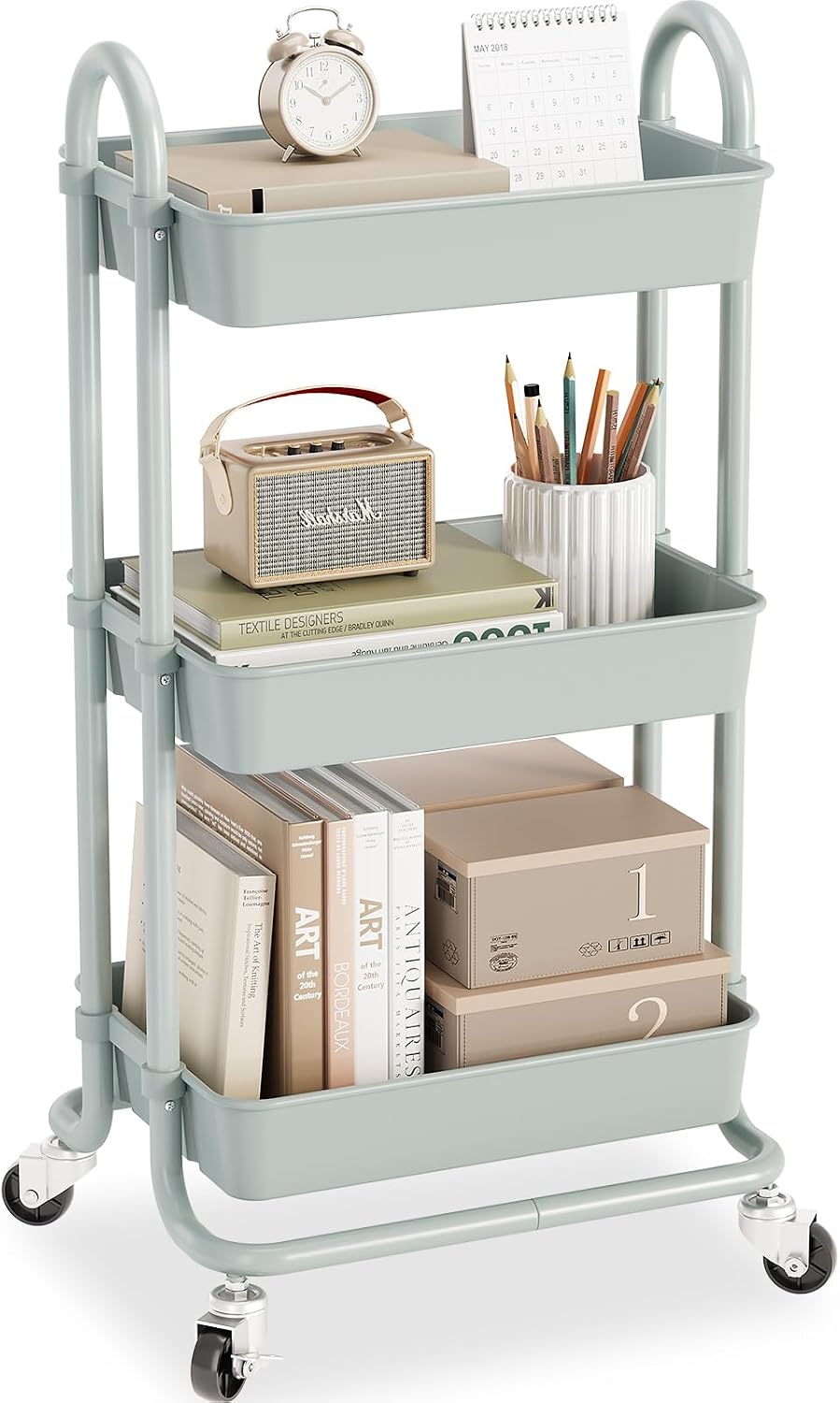 Amazon.com: KINGRACK 3-Tier Rolling Utility Cart with Lockable Wheels ...