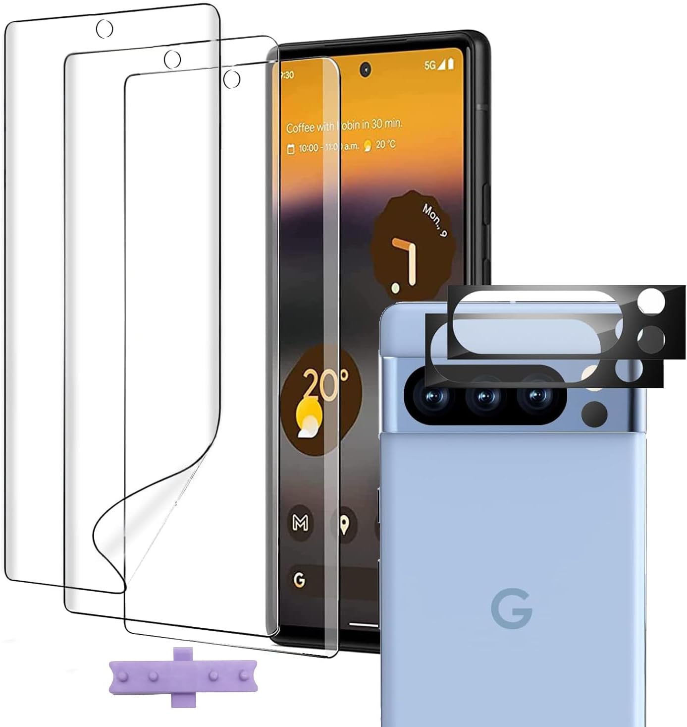 [3+2] Google Pixel 8 Pro Screen Protector 3pcs TPU Film&2pcs Camera ...