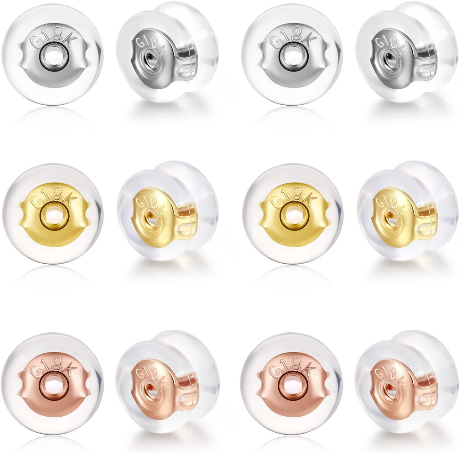 Amazon.com: 14K White Gold Earring Backs Hypoallergenic Soft Clear ...