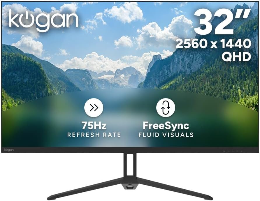 Kogan 32" QHD 75Hz Frameless FreeSync Monitor (2560 x 1440 ...