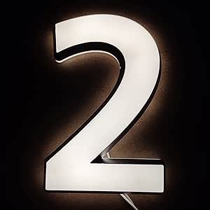 Amazon.com: Illuminated Modern Backlit LED House Numbers 12" Tall ...