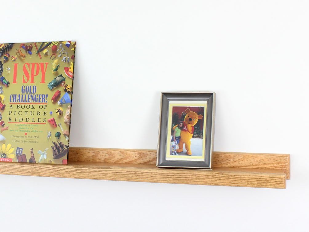 Amazon.com: PEG AND RAIL Picture Ledge, Solid Oak Wooden Wall Mounted ...