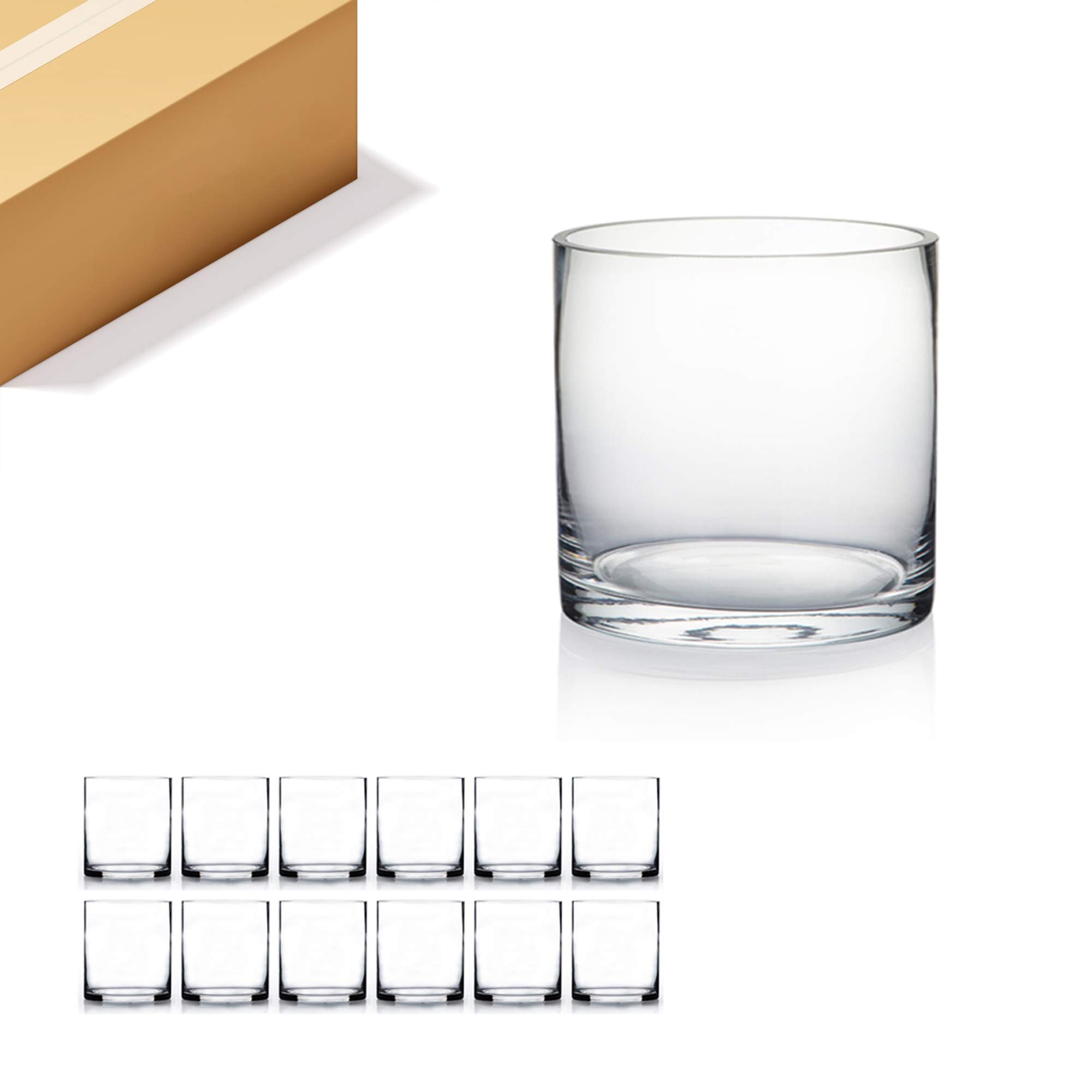 Amazon.com: WGVI Thick Weighted Clear Right Cylinder Glass Vases, 5" W ...
