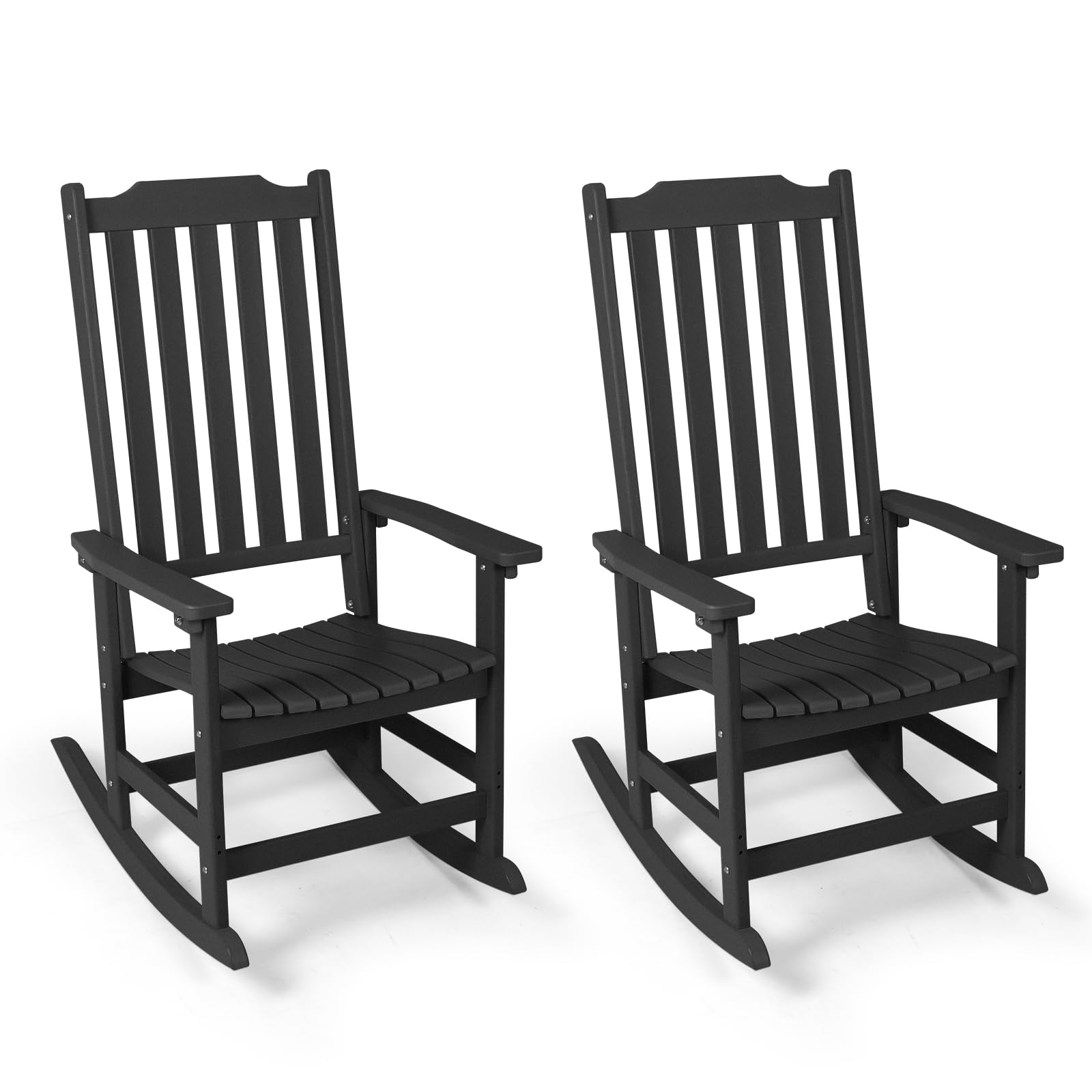 Outdoor Rocking Chairs Set of 2, Porch Rocker with High Back, Patio ...