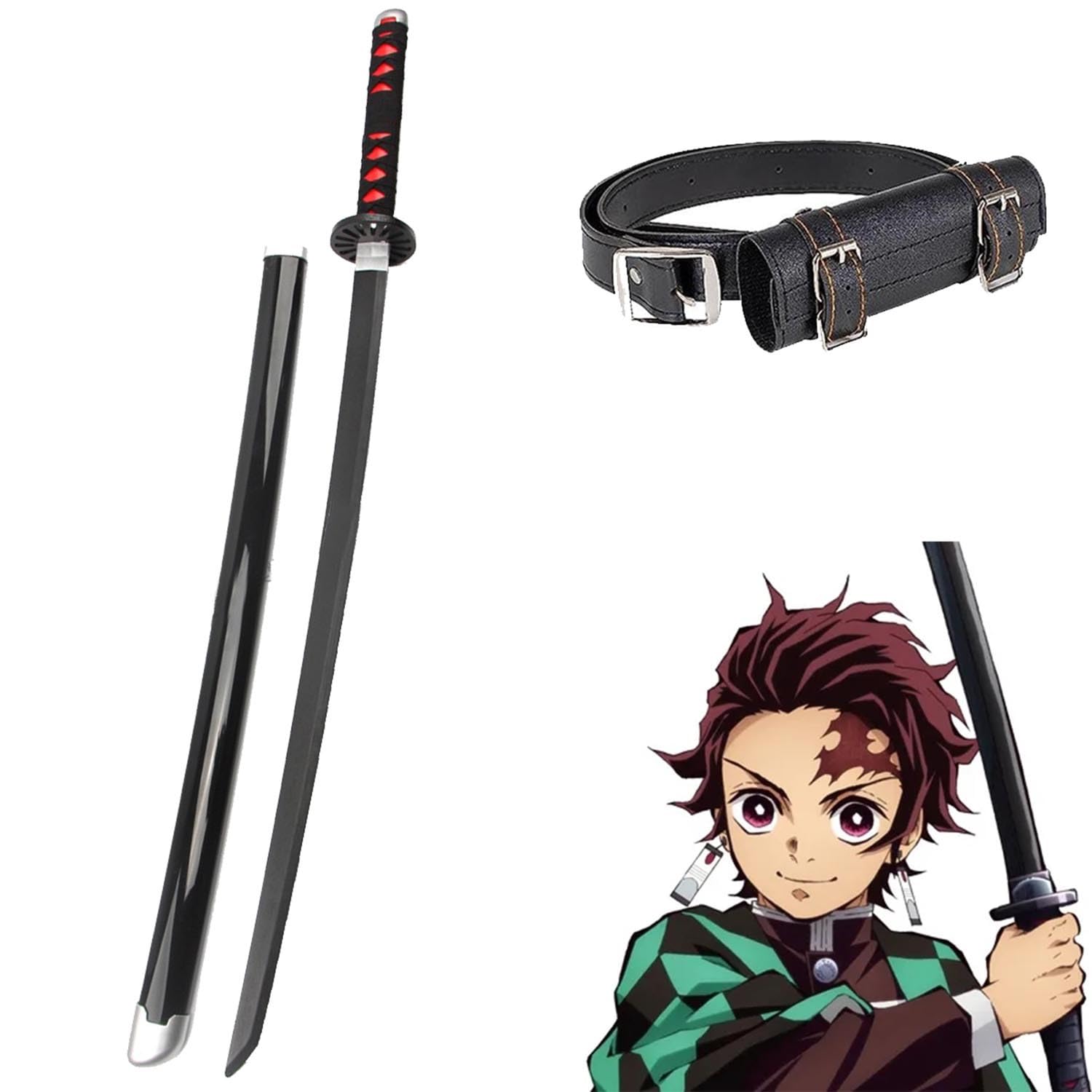 Tomioka Giyuu Samurai Sword Set Katana Sword Wood 40in Anime ...