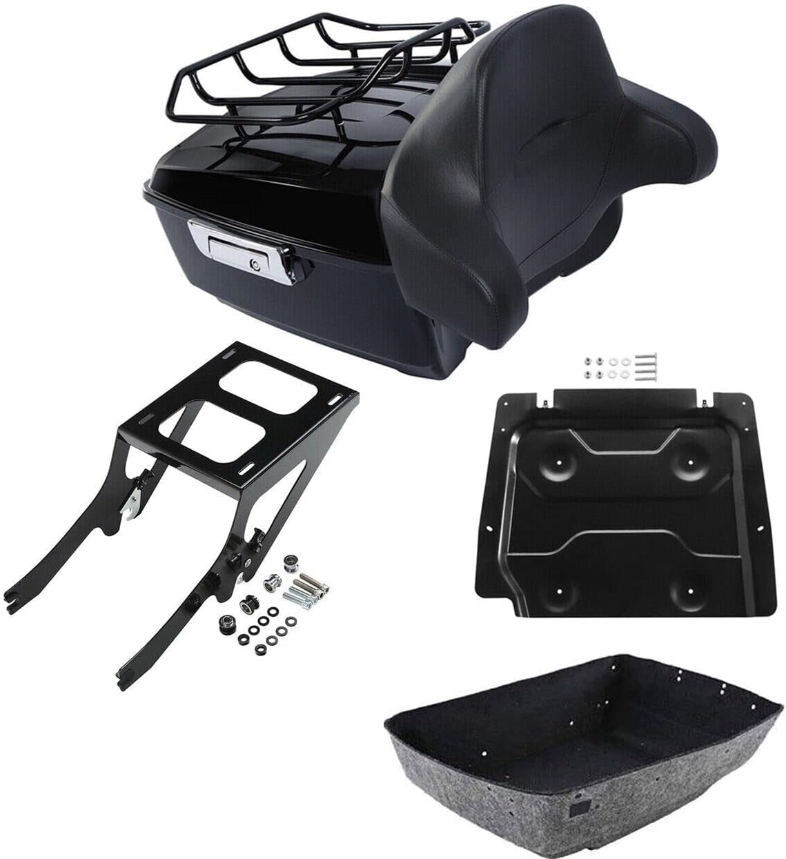 Amazon.com: TCMT King Motorcycle Trunk Box Wrap-around Backrest ...