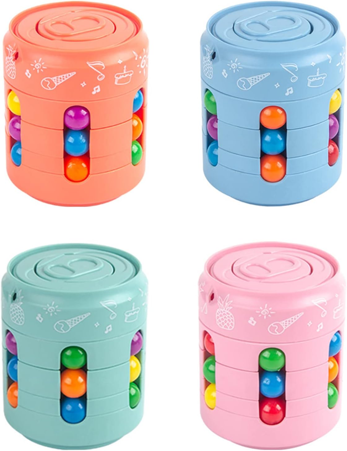 ACJRYO 4Pcs Rotating Cans Magic Bean Cube Spinner Fidget Toy, Stress ...