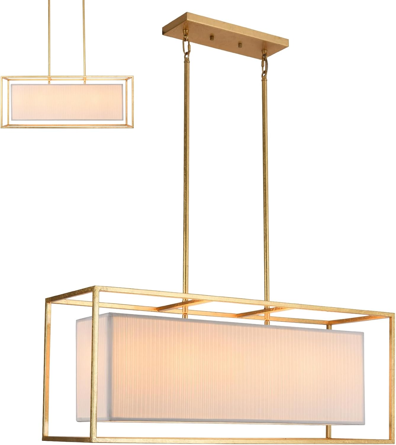 Vezzio Gold Dining Room Chandelier Modern Rectangle Fabric Chandelier ...