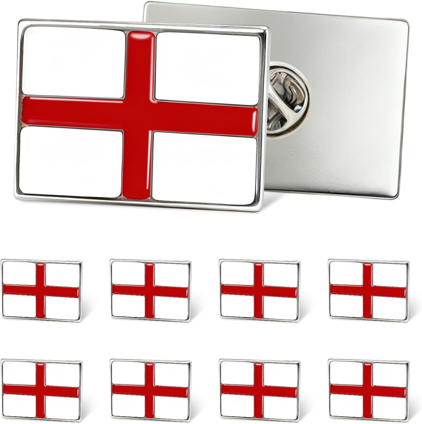 10 Pack England Flag Lapel Pins, Rectangular St. George Cross Enamel ...