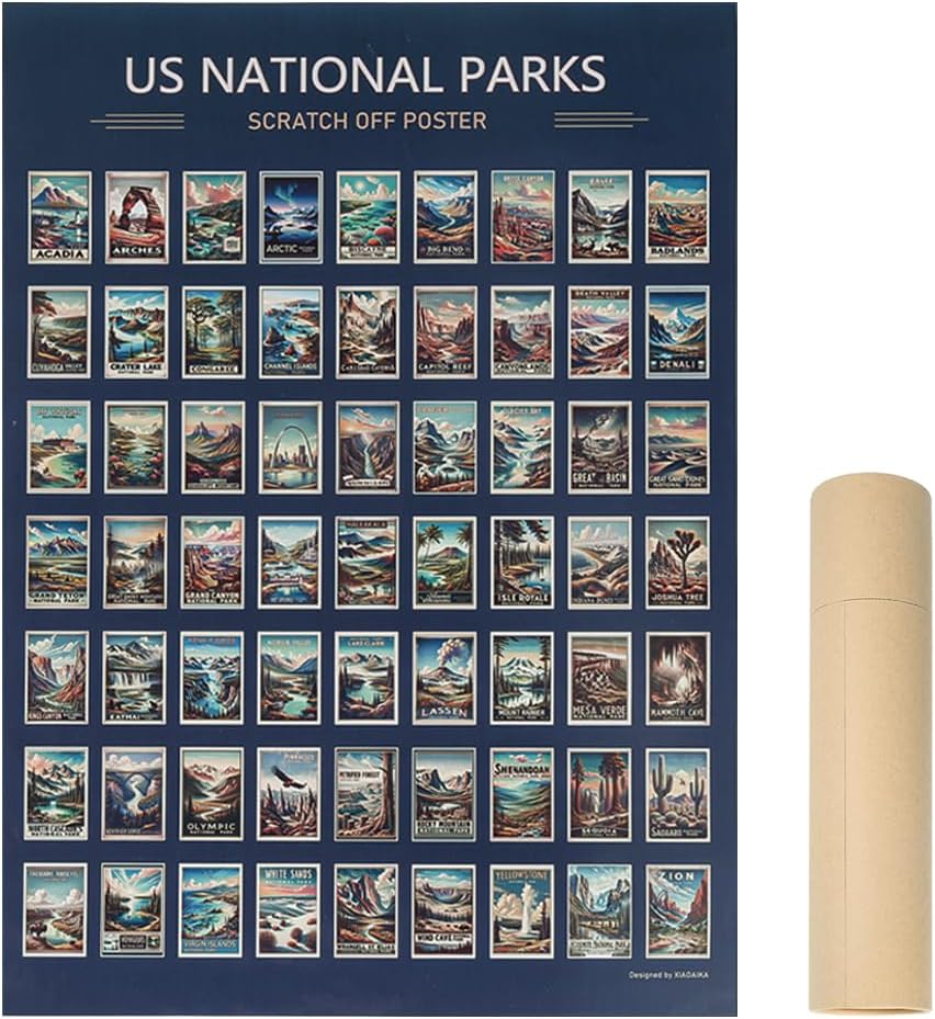Amazon.com: XIAOAIKA US National Parks Scratch Off Map Poster - 63 ...