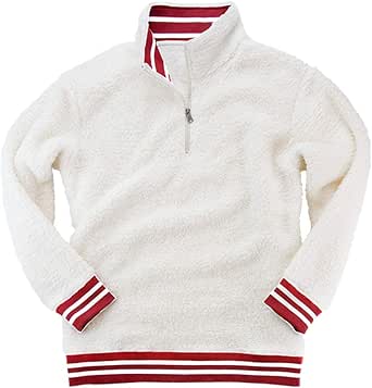 Boxercraft Varsity Quarter Zip Sherpa XL Natural/ Crimson at Amazon ...
