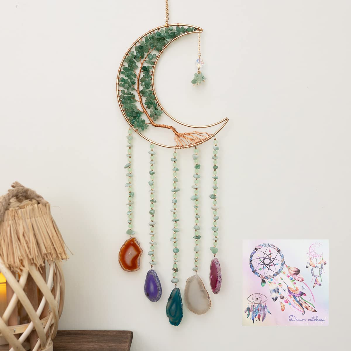 Amazon.com: Green Agate Dream Catchers with Crystal Tree of Life ...