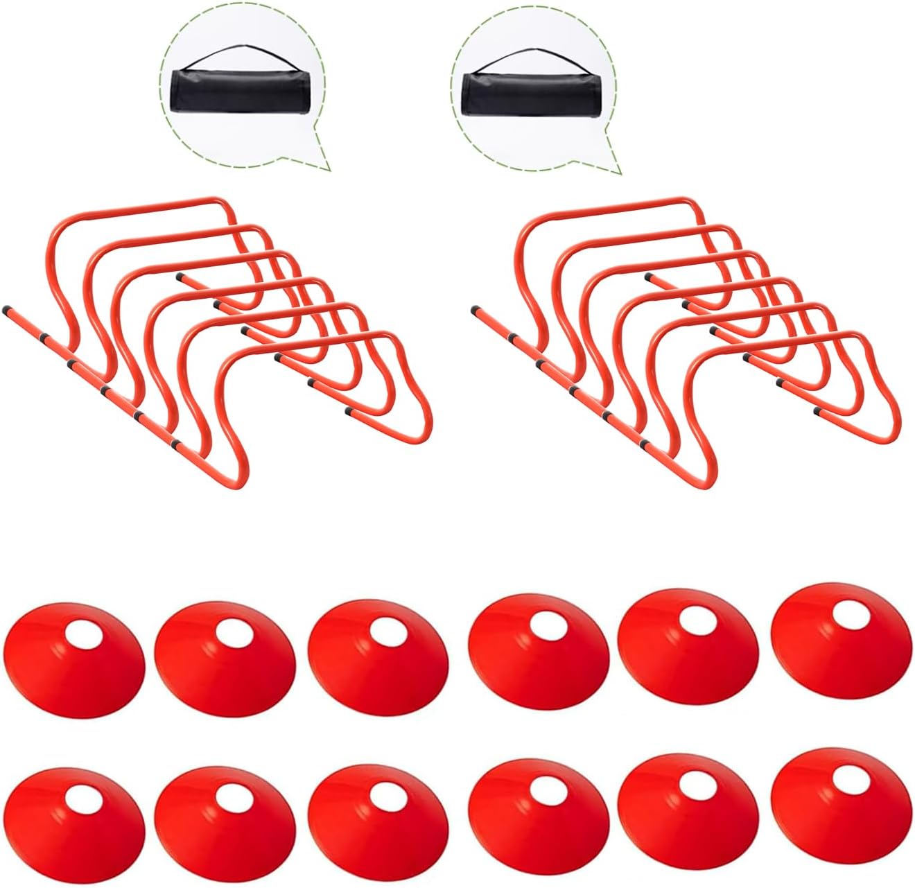 12 Speed Training Hurdles with 12 Marker Cones, Agility Training ...