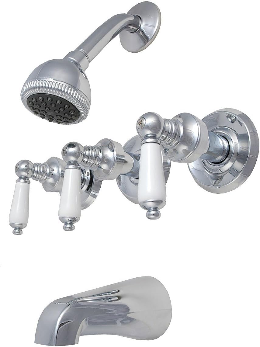 8" Three-handle Tub and Shower Faucets, Chrome Finish, Washerless ...