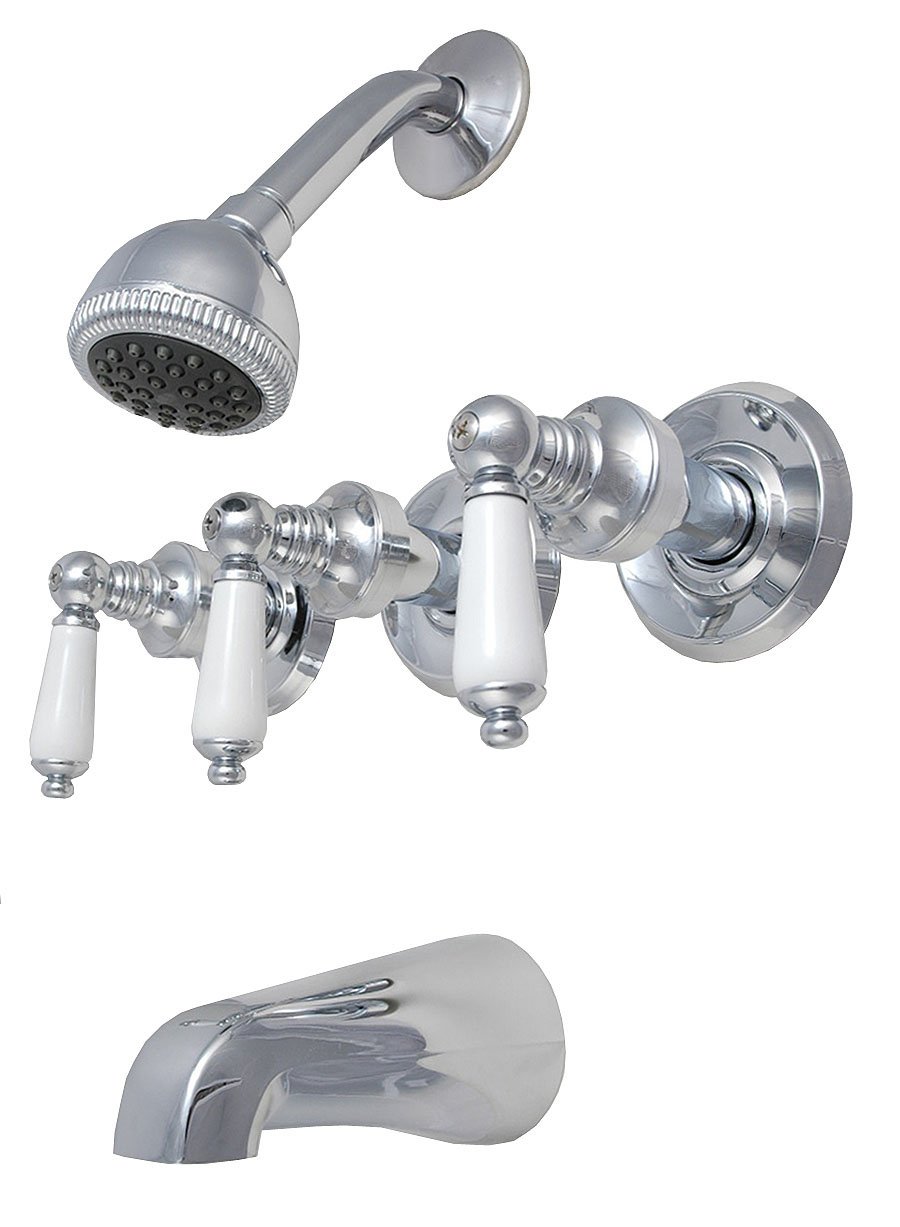 Three Handle Tub Shower Valve Central Brass Three Handle Valve Set