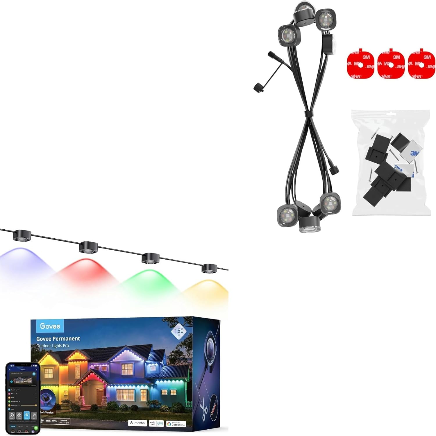 Govee Permanent Outdoor Lights Pro Bundle 16.4ft Extension Lights with ...