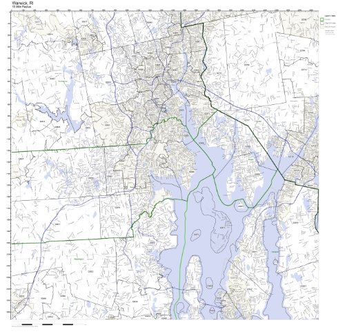 Amazon.com : Warwick, RI ZIP Code Map Laminated : Prints : Office Products