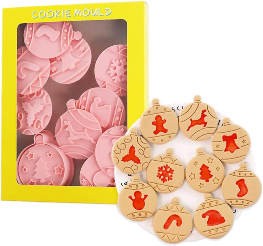 Amazon.com: 10 Pieces Cute Christmas Tree Cookie Stamps For Baking ...