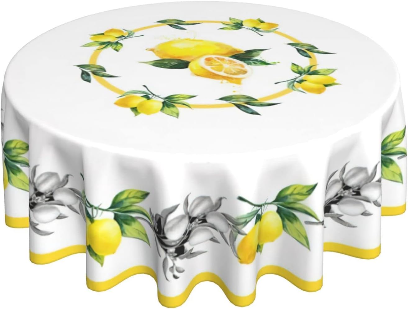 Amazon.com: elezan Yellow Lemon Round Tablecloths, Summer Circular ...