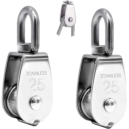 Amazon.com: 2pcs M25 Single Pulley Block with 3pcs Spring Snap Hook ...