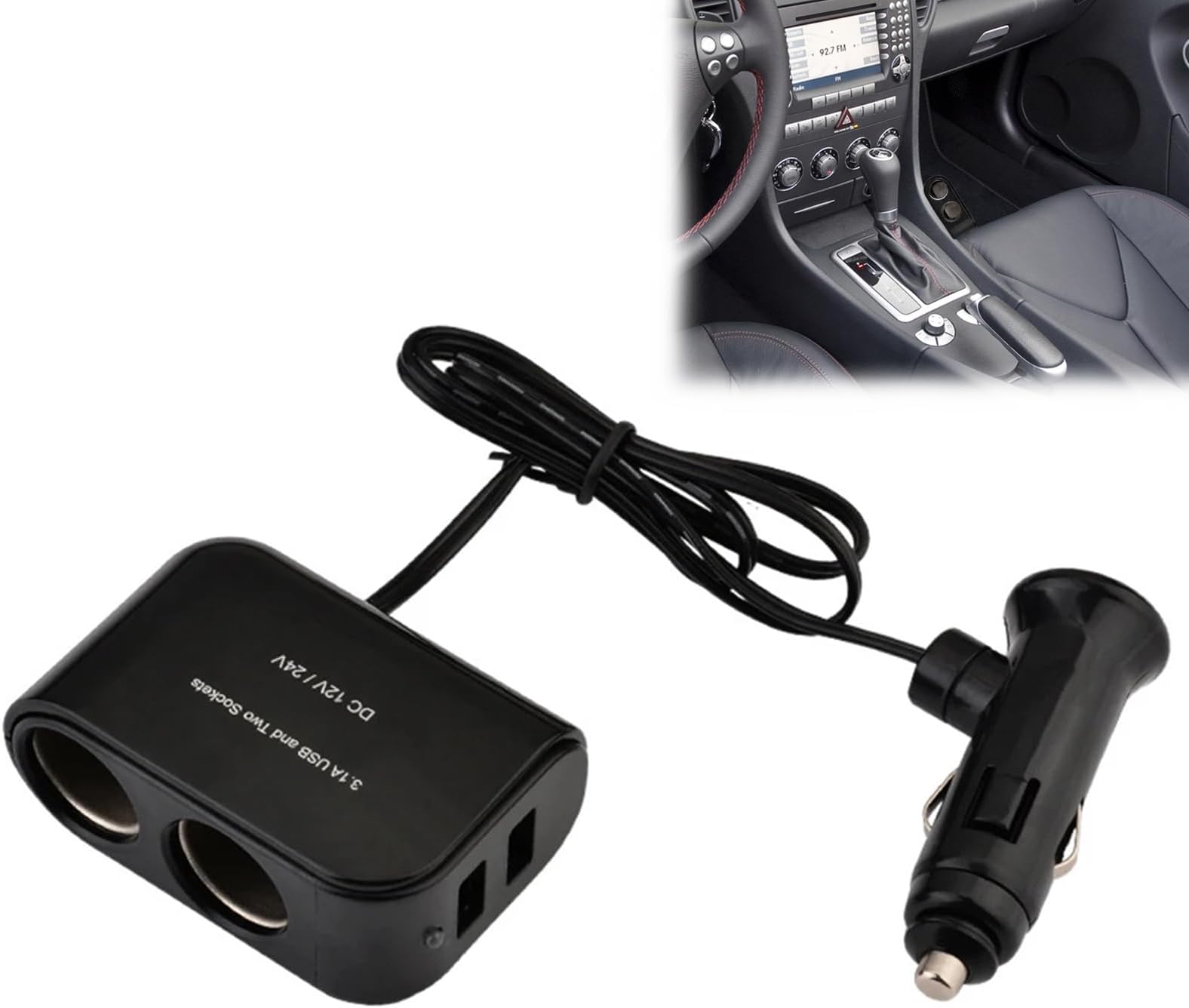 Deilonie 1PCS Dual Car Cigarette Lighter Adapter, 12V Car Splitter 2 ...