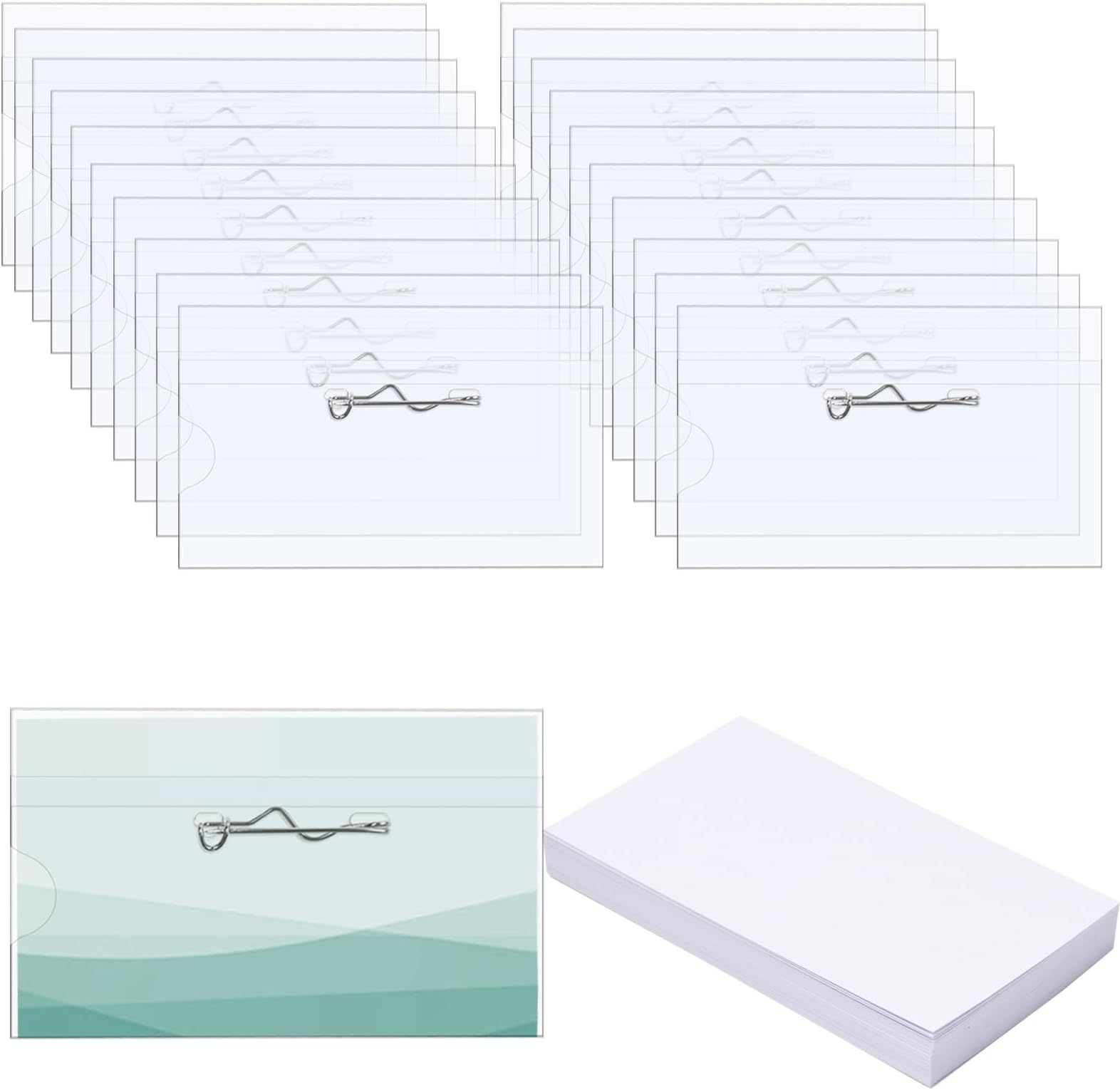 Amazon.com : 1InTheOffice ID Badge Holder Horizontal, Plastic Name Tag ...