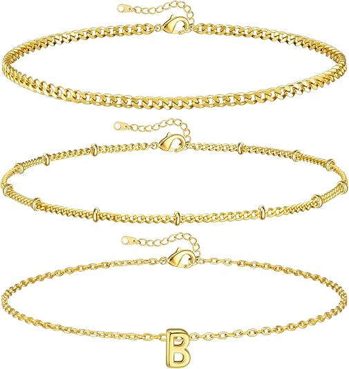 Amazon.com: Gold Initial Bracelets for Women Dainty Gold Bracelet Stack ...