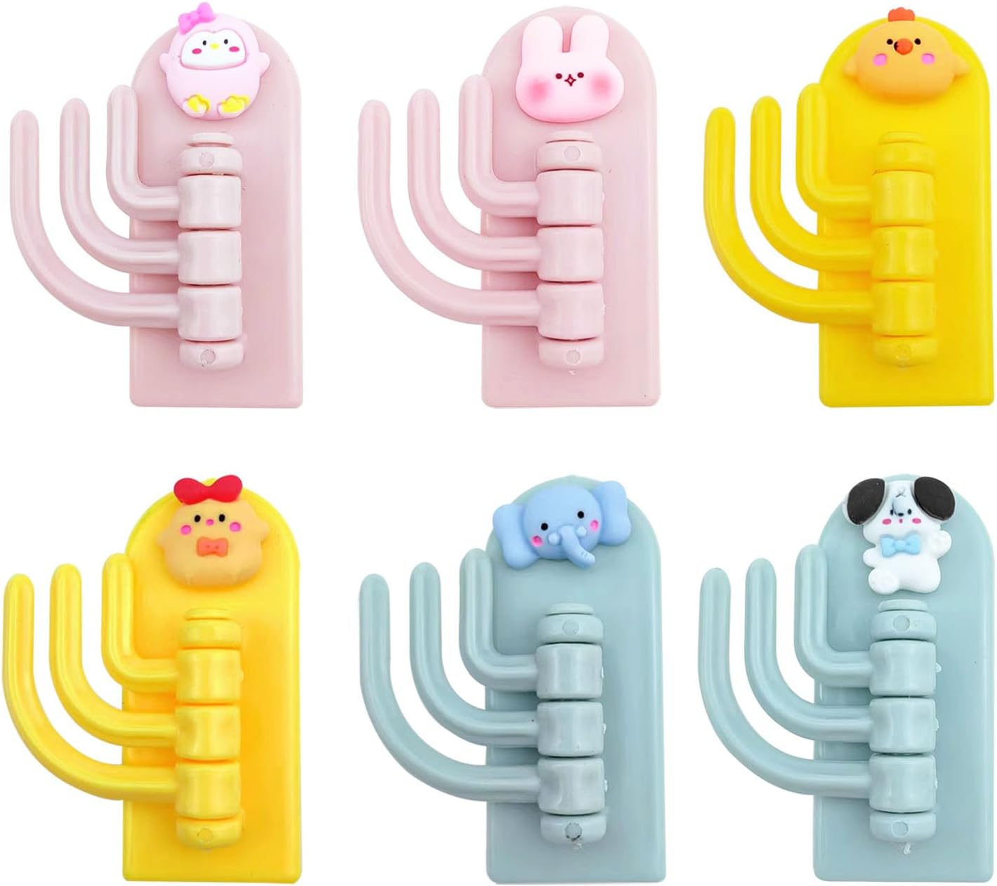 Amazon.com: 6 PCS Cute Animal Self Adhesive Hook,for Door Wall Adhesive ...